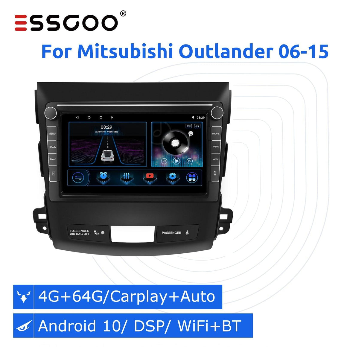 ESSGOO Android 10 Car Radio Carplay Android Auto Multimidia Player For
